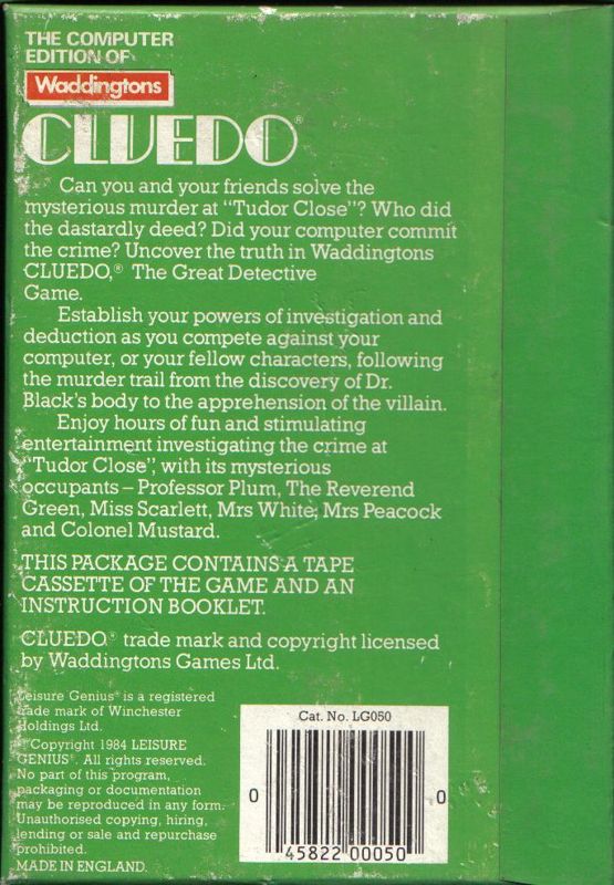 Cluedo cover or packaging material - MobyGames