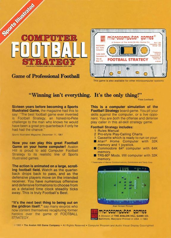 Computer Football Strategy cover or packaging material - MobyGames