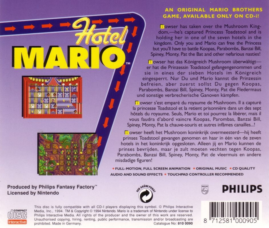 Hotel Mario cover or packaging material - MobyGames