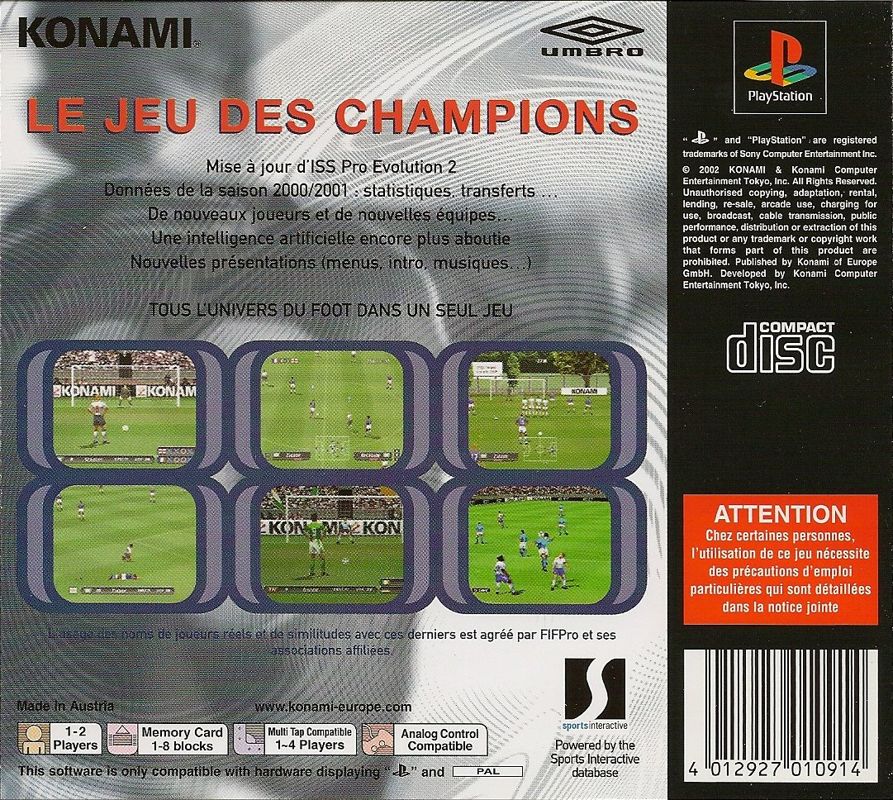 Pro Evolution Soccer cover or packaging material - MobyGames