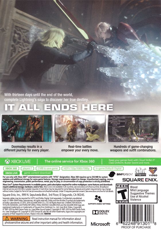 Lightning Returns: Final Fantasy XIII (Collector's Edition) cover or ...