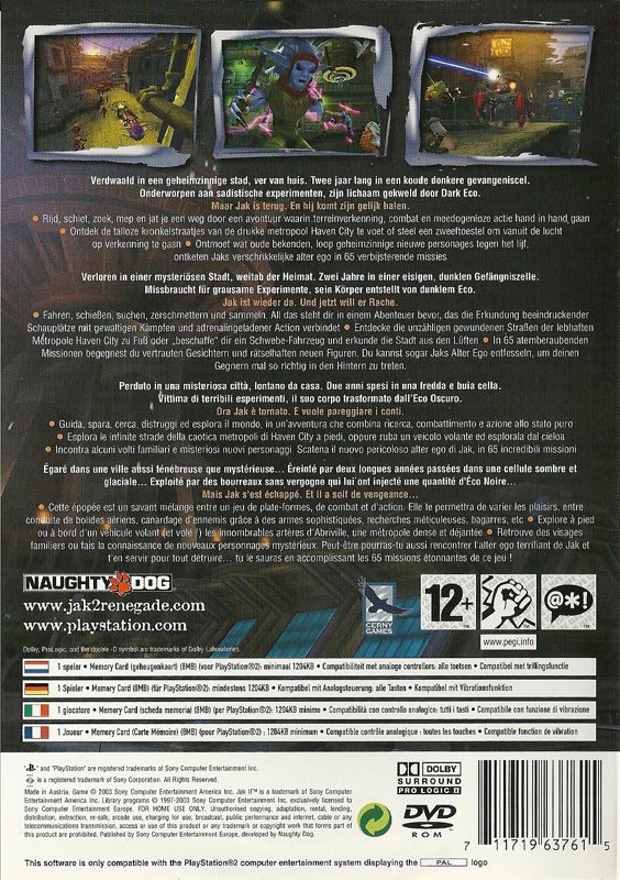 Jak II cover or packaging material - MobyGames