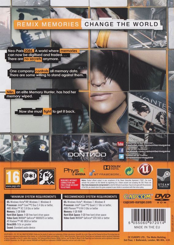 Remember Me cover or packaging material - MobyGames