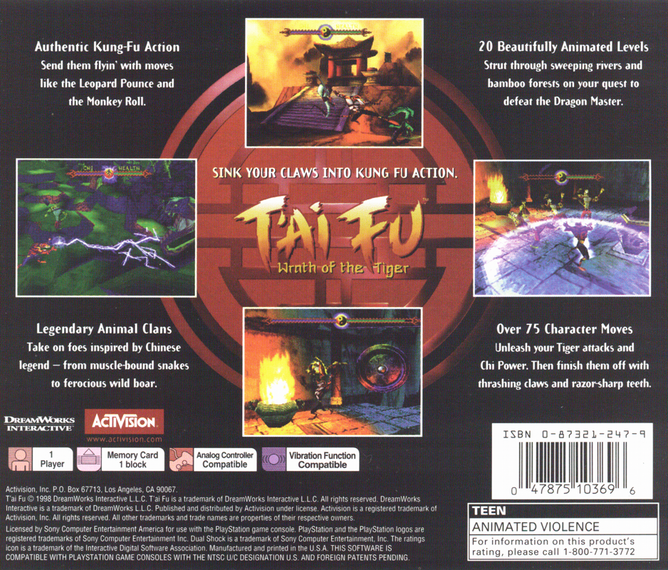 T'ai Fu: Wrath of the Tiger cover or packaging material - MobyGames