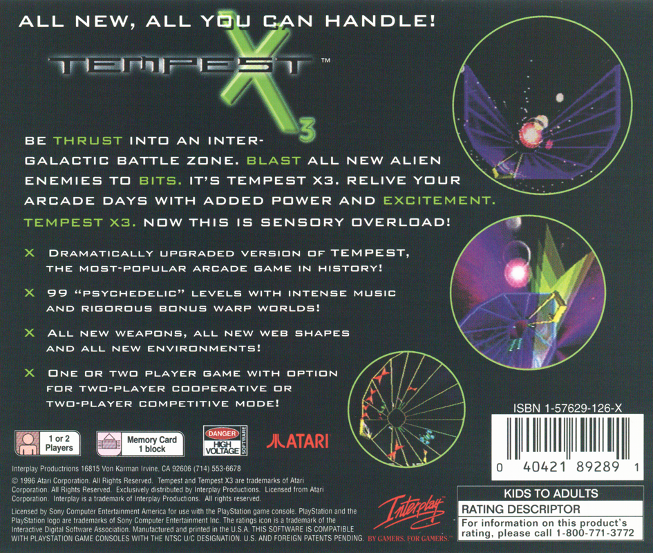 Tempest X3 cover or packaging material - MobyGames