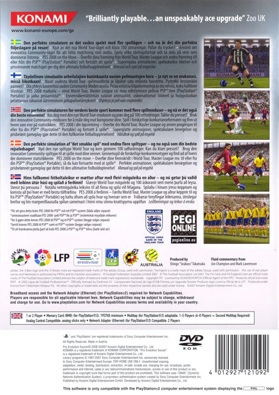 PES 2008: Pro Evolution Soccer cover or packaging material - MobyGames