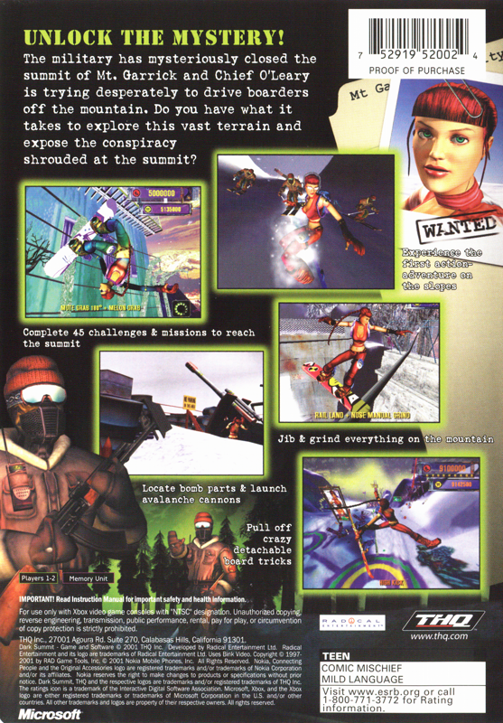 Dark Summit cover or packaging material - MobyGames