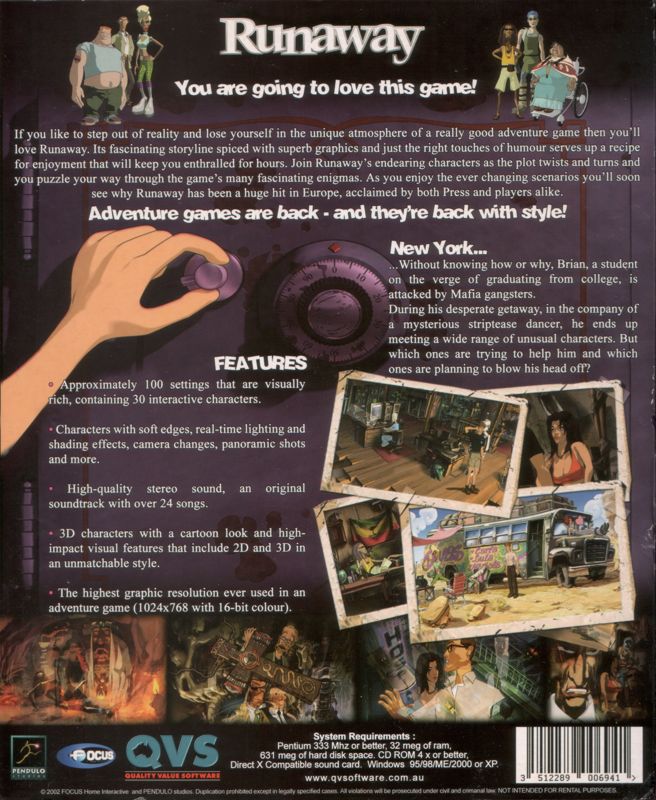 Runaway: A Road Adventure cover or packaging material - MobyGames