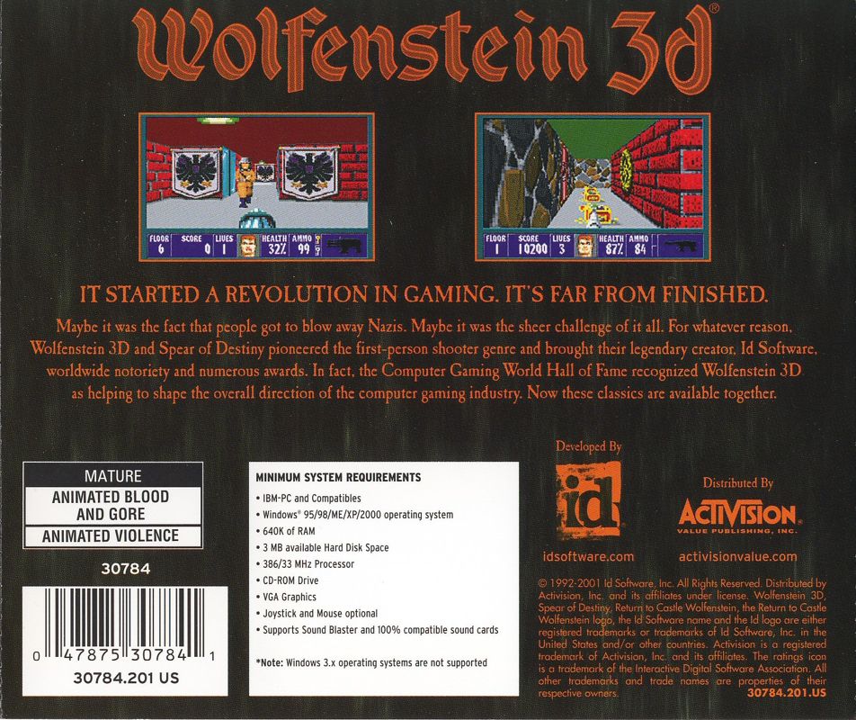 Wolfenstein 3d cover or packaging material - MobyGames