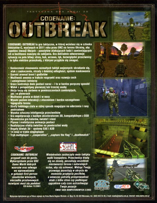Codename: Outbreak cover or packaging material - MobyGames