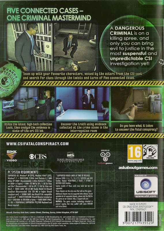 CSI: Crime Scene Investigation - Fatal Conspiracy cover or packaging ...