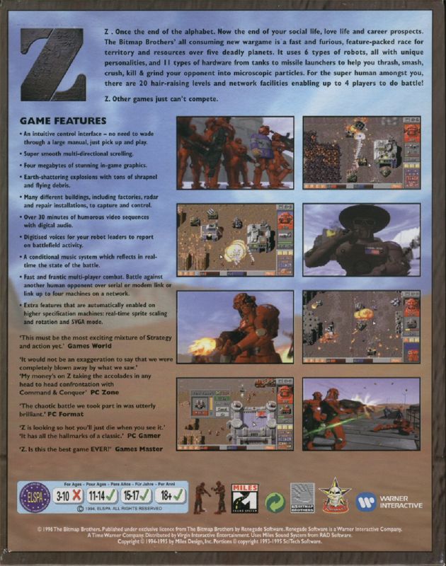 Z cover or packaging material - MobyGames