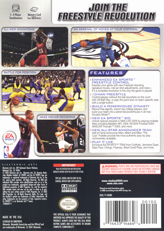 NBA Live 2004 cover or packaging material - MobyGames