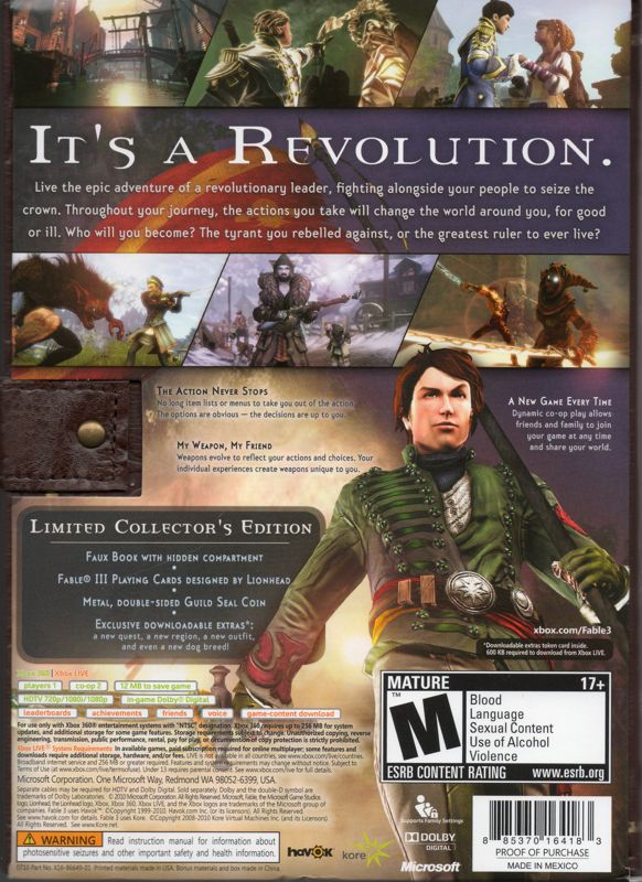 Fable III (Limited Collector's Edition) cover or packaging material ...