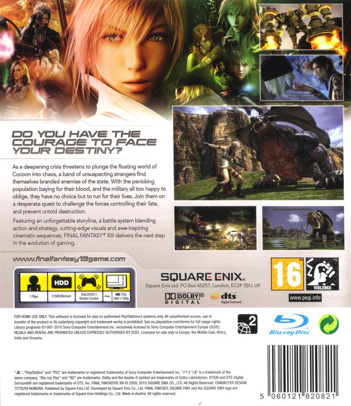 Final Fantasy XIII cover or packaging material - MobyGames