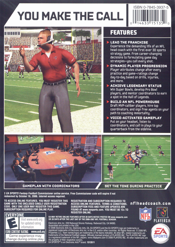 NFL Head Coach cover or packaging material - MobyGames