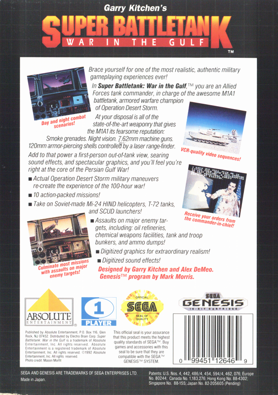 Garry Kitchen's Super Battletank: War in the Gulf cover or packaging material - MobyGames