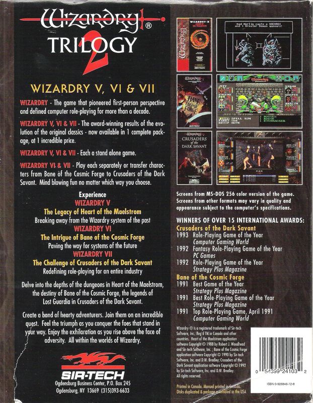 Wizardry Trilogy 2 cover or packaging material - MobyGames