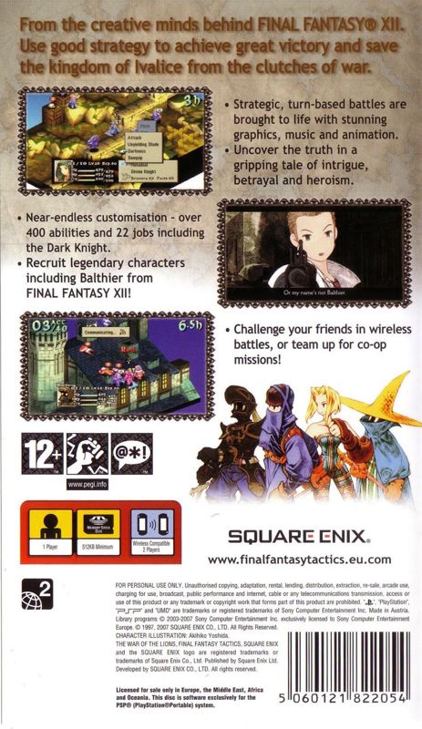 Final Fantasy Tactics: The War of the Lions cover or packaging material ...