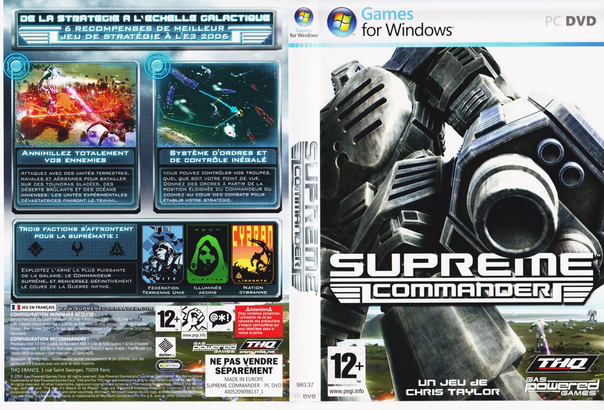 Supreme Commander cover or packaging material - MobyGames