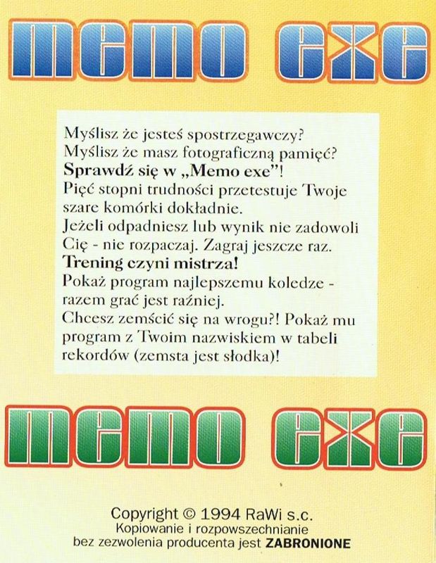 Memo Exe cover or packaging material - MobyGames
