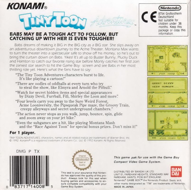 Tiny Toon Adventures: Babs' Big Break cover or packaging material ...