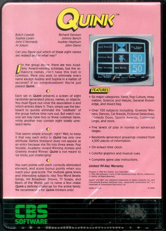 Quink cover or packaging material - MobyGames