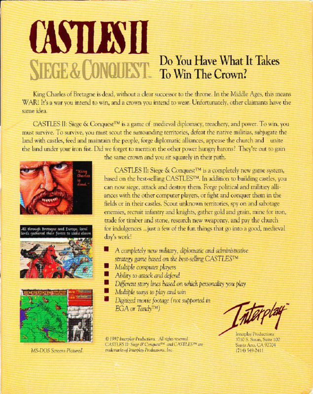 Castles II: Siege & Conquest cover or packaging material - MobyGames