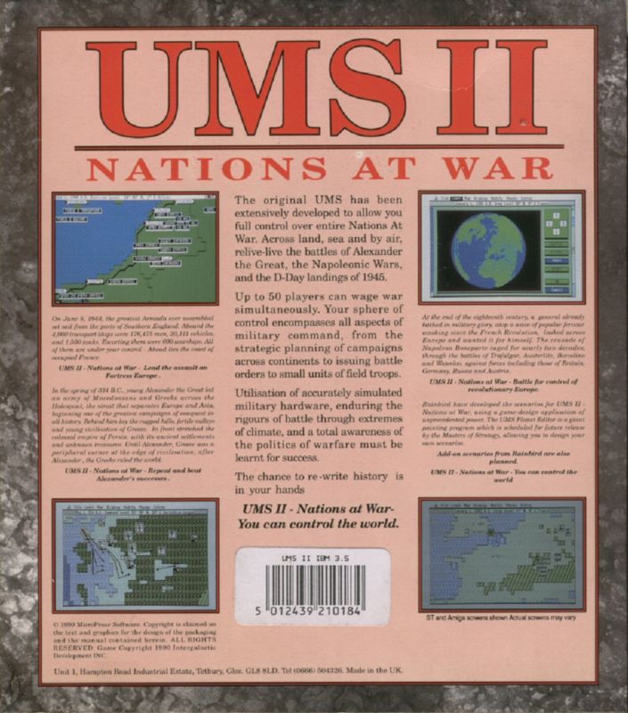 UMS II: Nations at War cover or packaging material - MobyGames