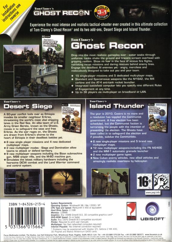 Tom Clancy's Ghost Recon: Gold Edition cover or packaging material ...