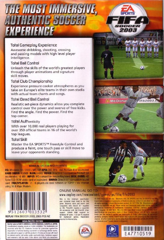 FIFA Soccer 2003 cover or packaging material - MobyGames