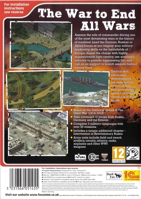 World War I cover or packaging material - MobyGames