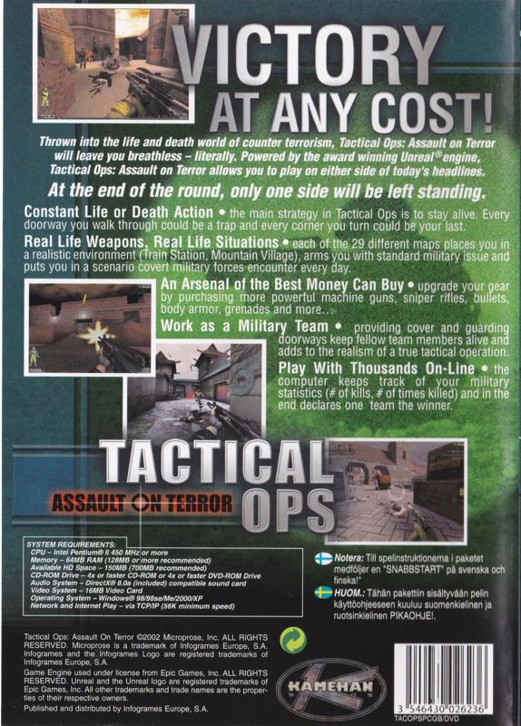 Tactical Ops: Assault on Terror cover or packaging material - MobyGames