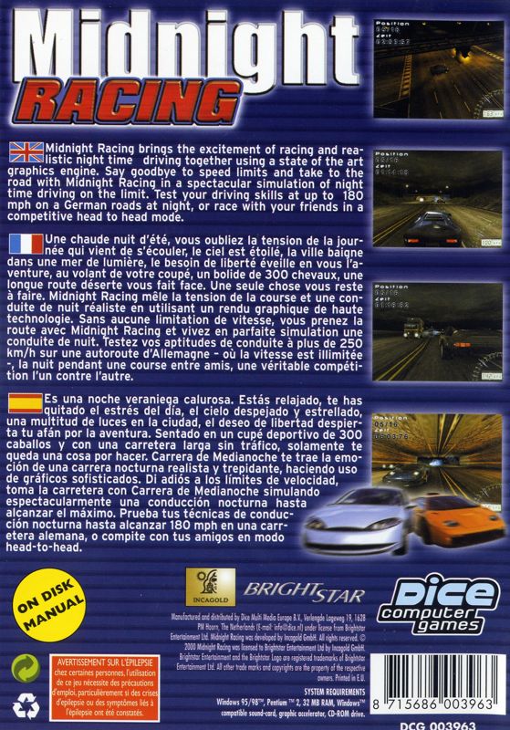 Midnight Racing cover or packaging material - MobyGames