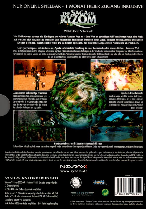 The Saga of Ryzom cover or packaging material - MobyGames