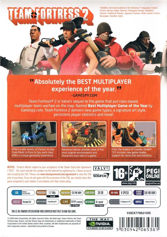 Team Fortress 2 cover or packaging material - MobyGames