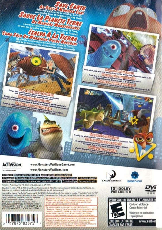 Monsters vs. Aliens cover or packaging material - MobyGames