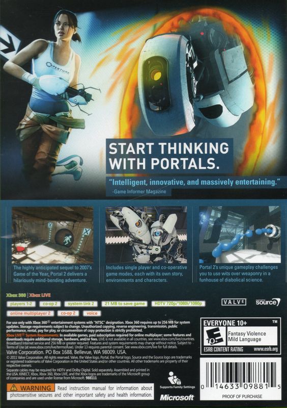 Portal 2 cover or packaging material - MobyGames