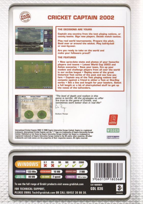 International Cricket Captain 2002 cover or packaging material - MobyGames