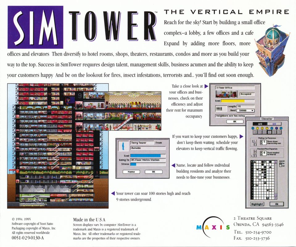 SimTower: The Vertical Empire cover or packaging material - MobyGames