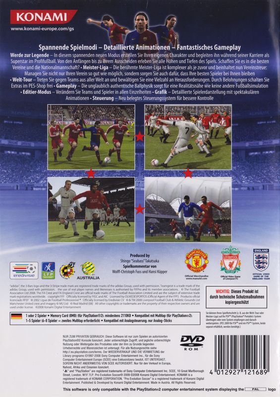 PES 2009: Pro Evolution Soccer cover or packaging material - MobyGames