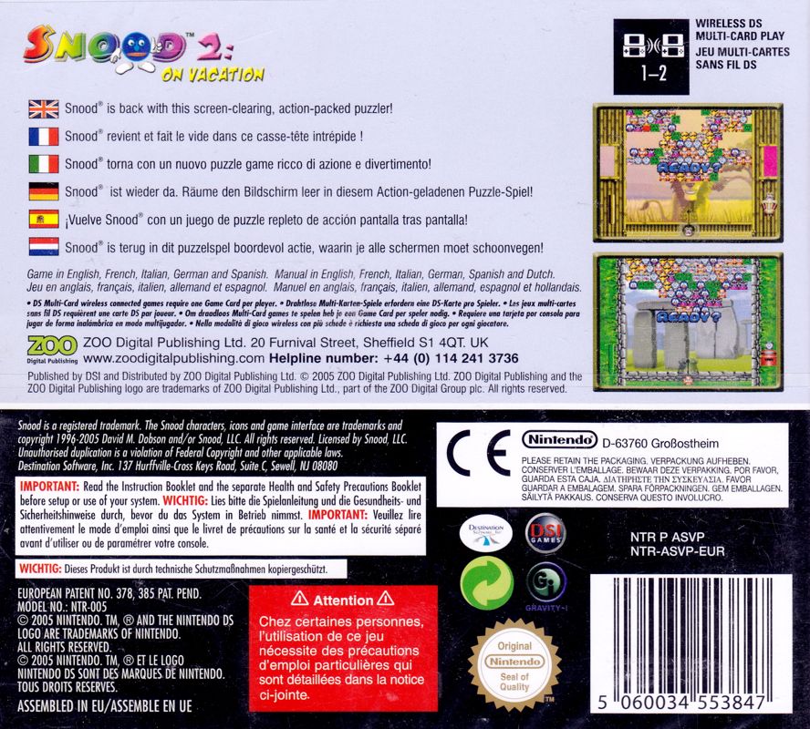 Snood 2: On Vacation cover or packaging material - MobyGames