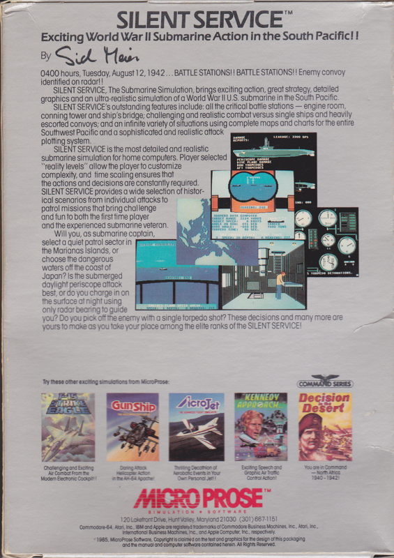 Silent Service cover or packaging material - MobyGames