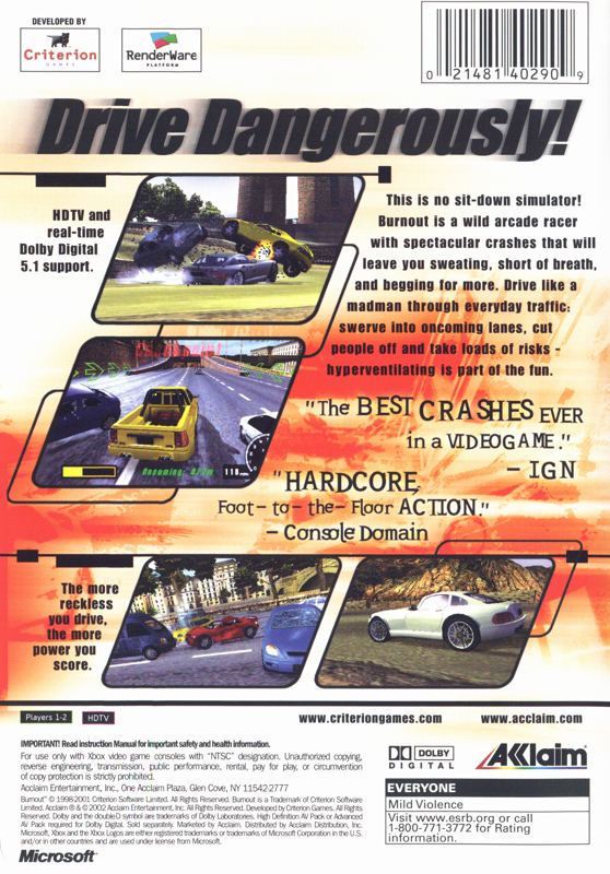 Burnout cover or packaging material - MobyGames