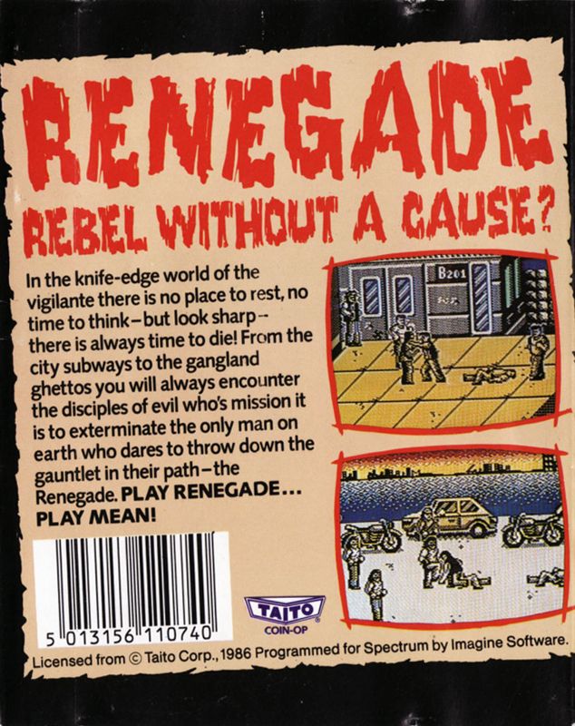 Renegade cover or packaging material - MobyGames