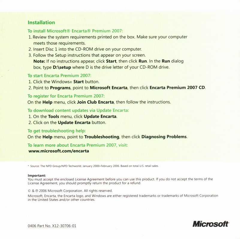 Microsoft Encarta (Included game) cover or packaging material - MobyGames