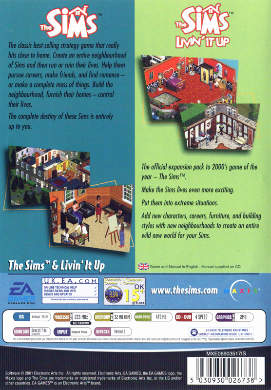 The Sims & The Sims Livin' It Up cover or packaging material - MobyGames