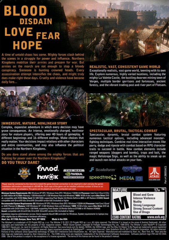 The Witcher 2: Assassins of Kings cover or packaging material - MobyGames