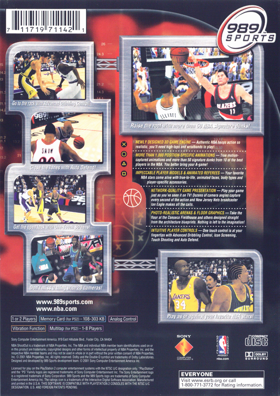 NBA ShootOut 2001 cover or packaging material - MobyGames