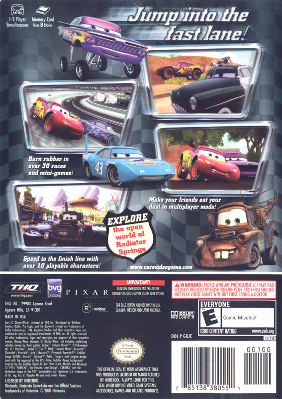 Disney•Pixar Cars cover or packaging material - MobyGames